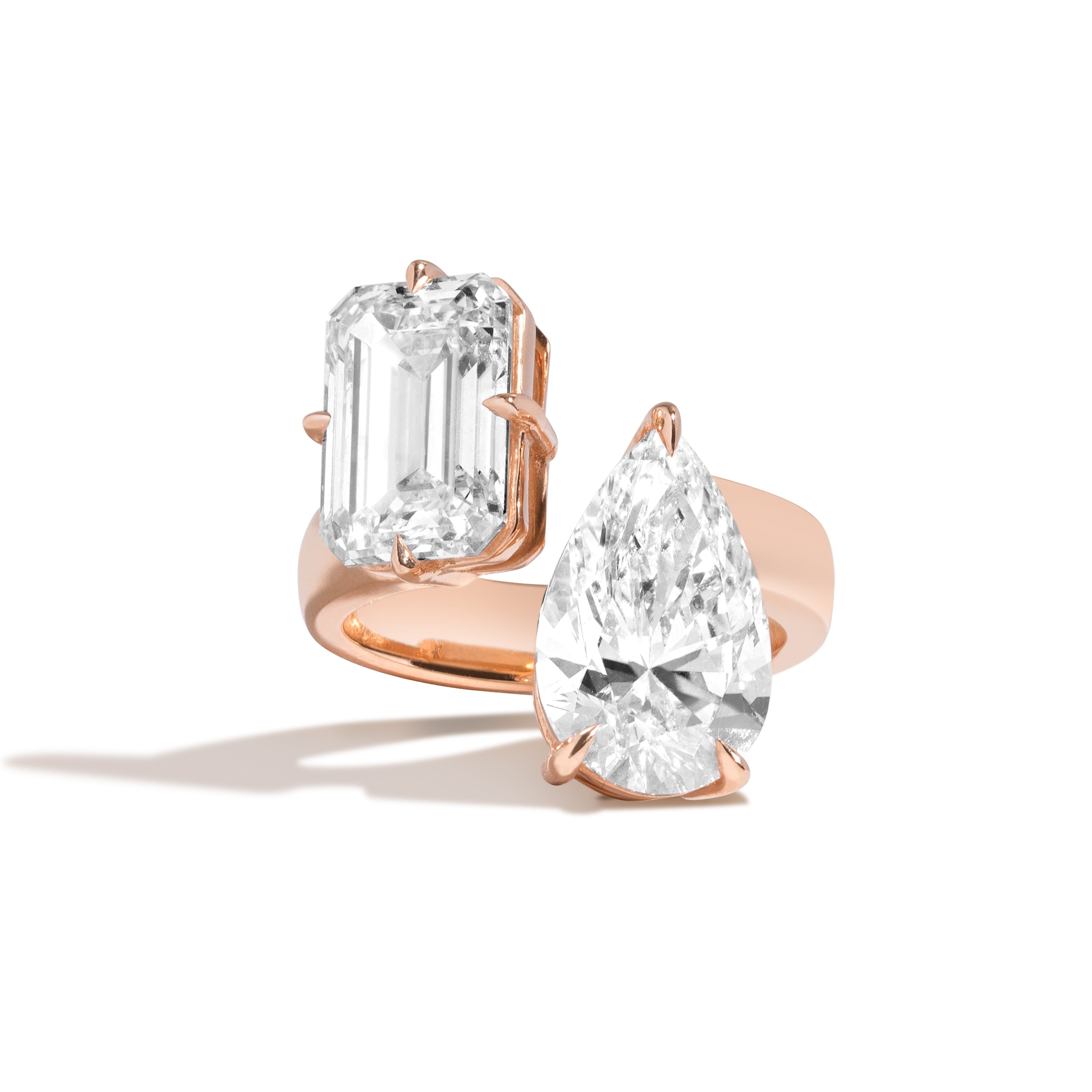 Emerald + Pear Wide Offset Gap Ring – Shahla Karimi